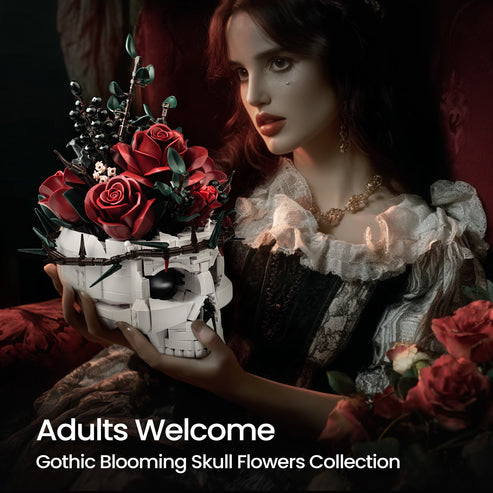 Gothic Skull Red Rose Bouquet Building Block Set – SupreOwls