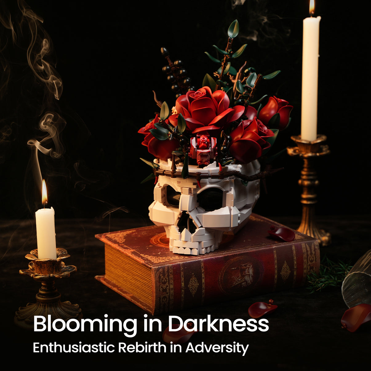 Gothic Skull Red Rose Bouquet Building Block Set – SupreOwls