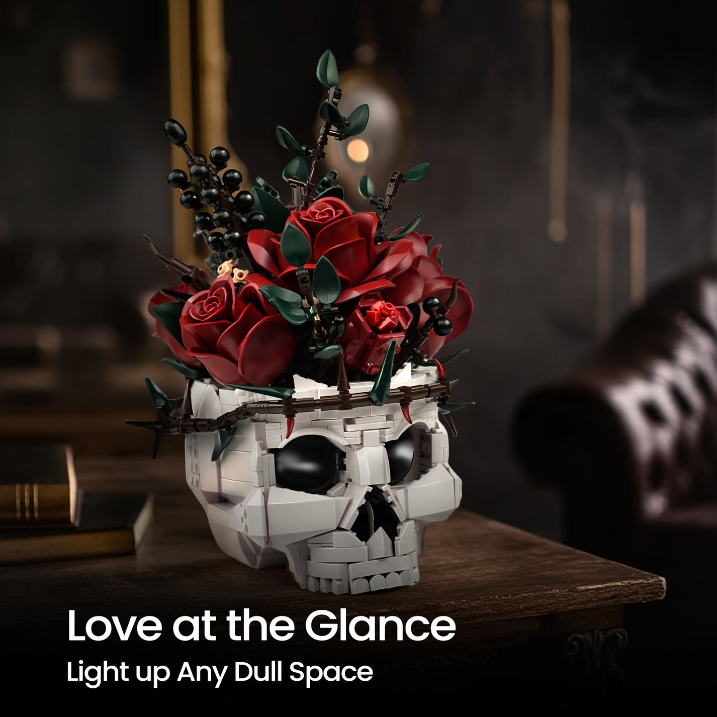 Gothic Skull Red Rose Bouquet Building Block Set – SupreOwls